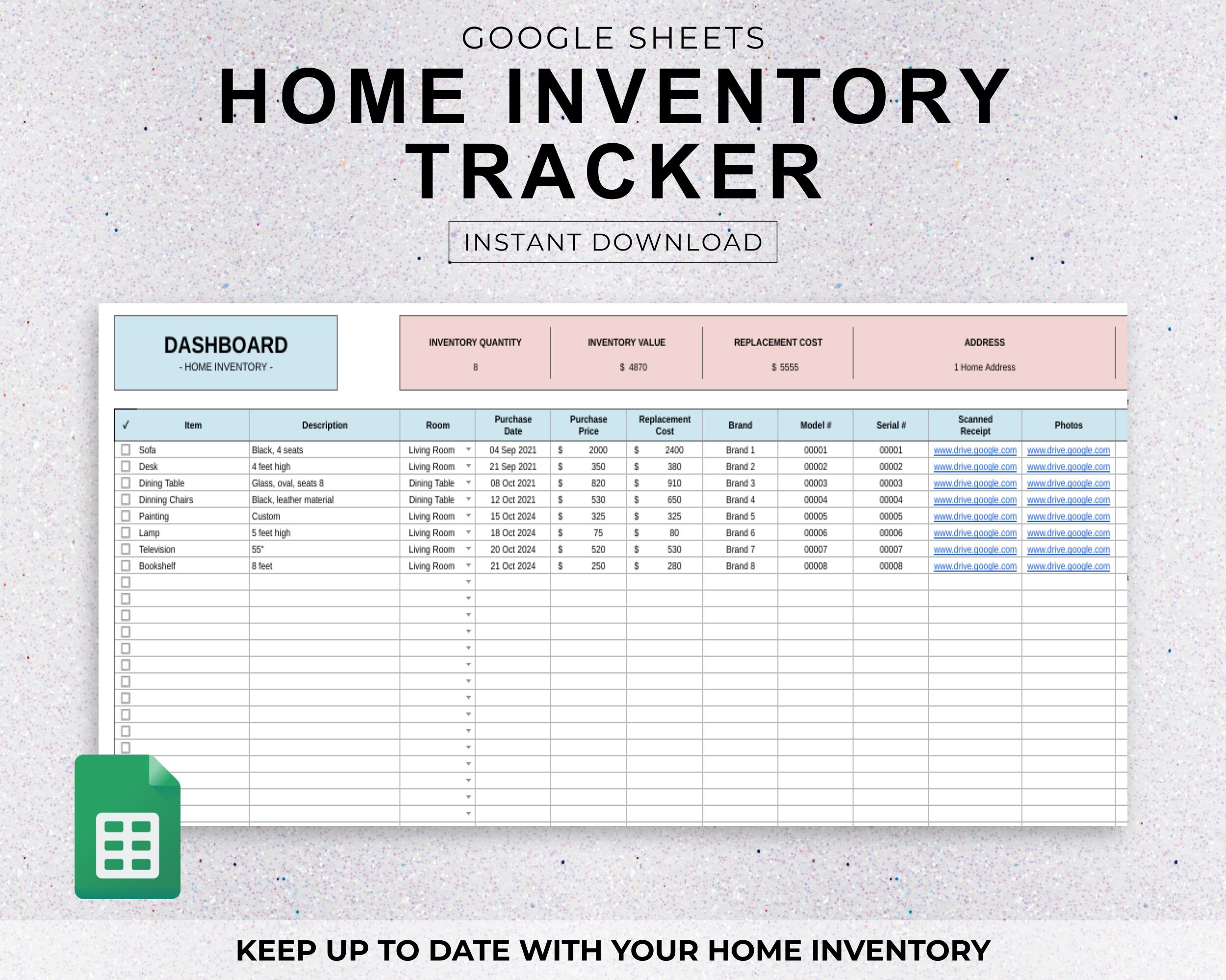 Home Inventory Tracker Google Sheets Inventory Tracker Home Inventory ...