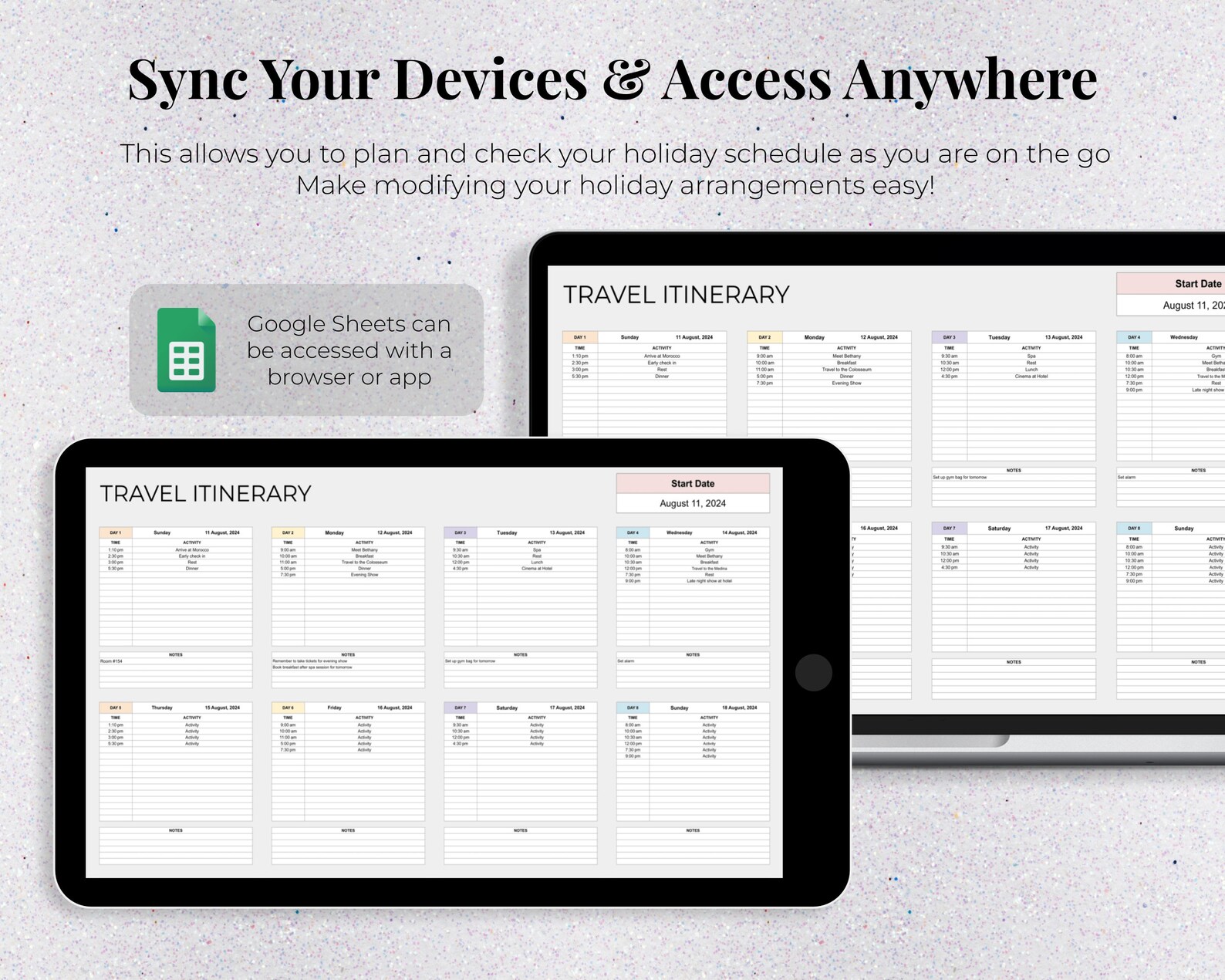 Travel Itinerary Planner Google Sheets Holiday Schedule Tracker Holiday ...