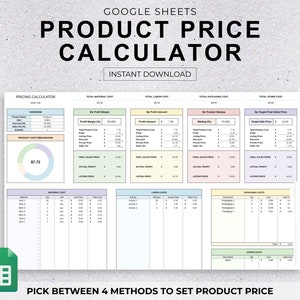 Product Price Calculator Pricing Calculator Spreadsheet Small Business ...