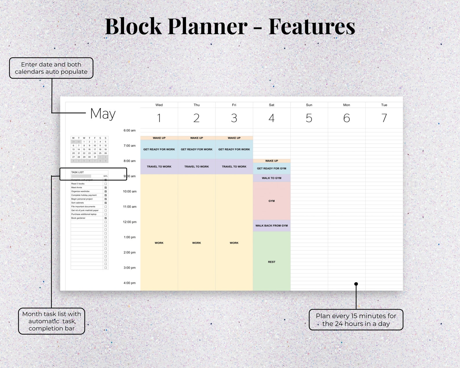 Block Schedule Planner Google Sheets Block Timetable 15 Minute Interval ...