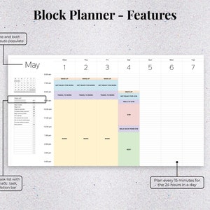 Block Schedule Planner Google Sheets Block Timetable 15 Minute Interval ...