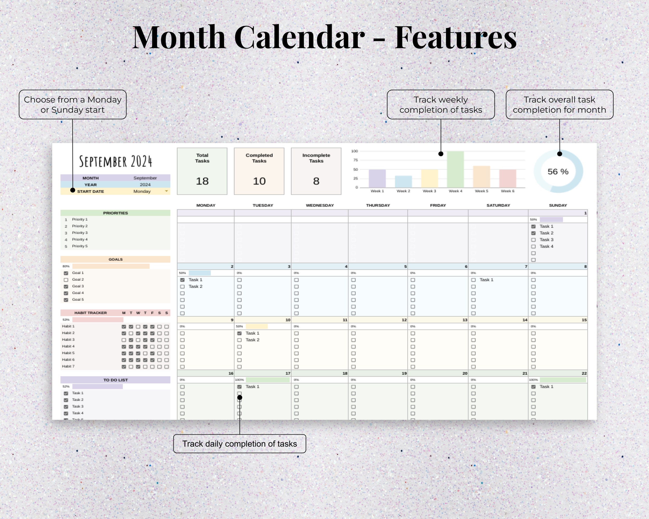 Month Calendar Spreadsheet Google Sheets Task Calendar Template Smart ...