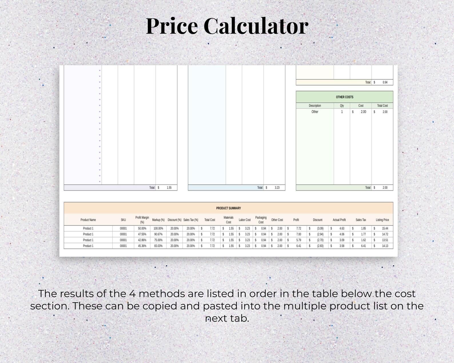 Product Price Calculator Pricing Calculator Spreadsheet Small Business ...