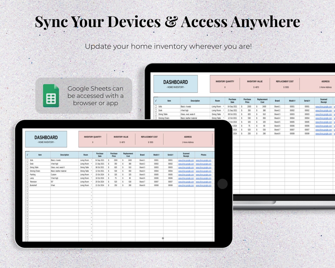 Home Inventory Tracker Google Sheets Inventory Tracker Home Inventory ...