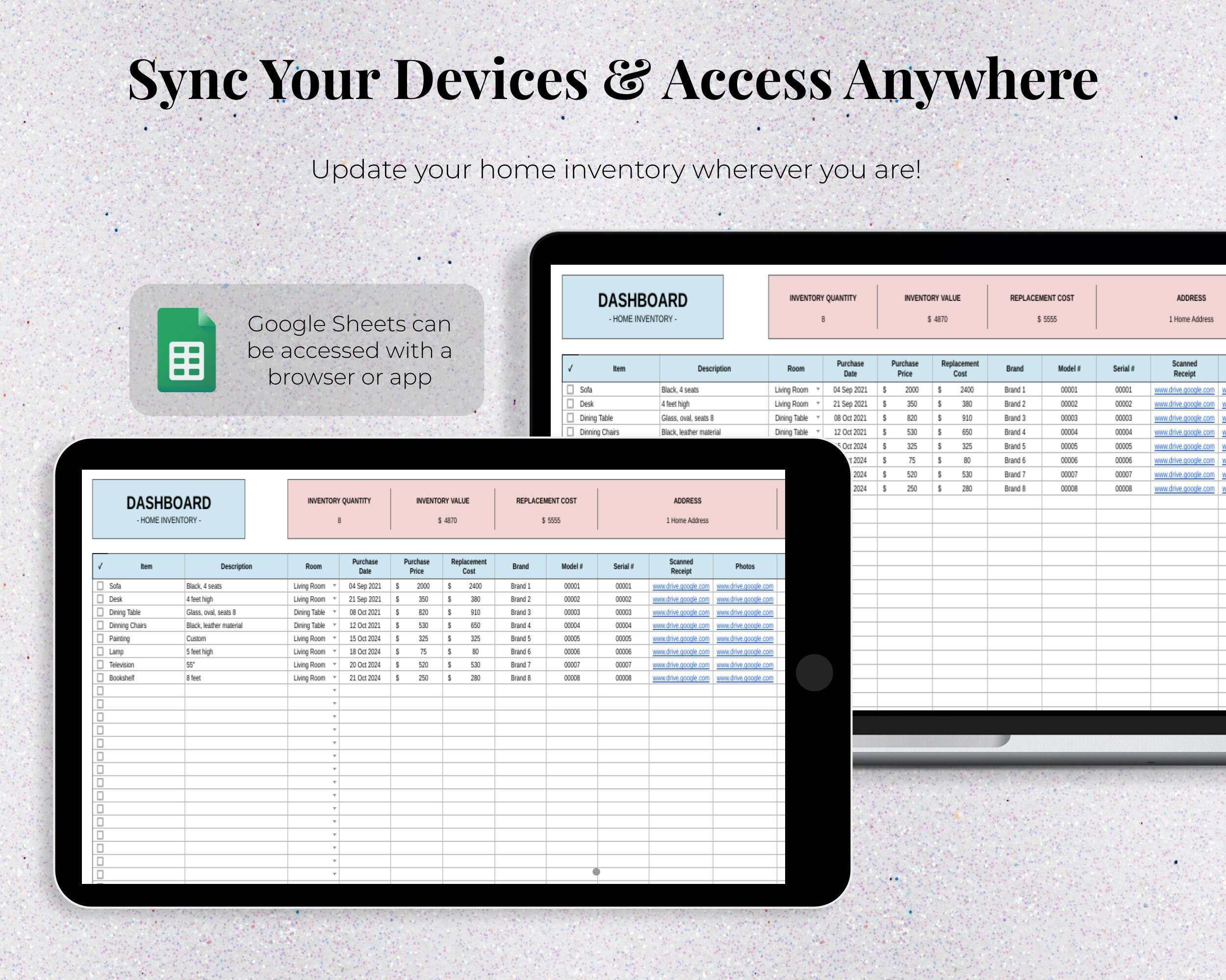 Home Inventory Tracker Google Sheets Inventory Tracker Home Inventory ...