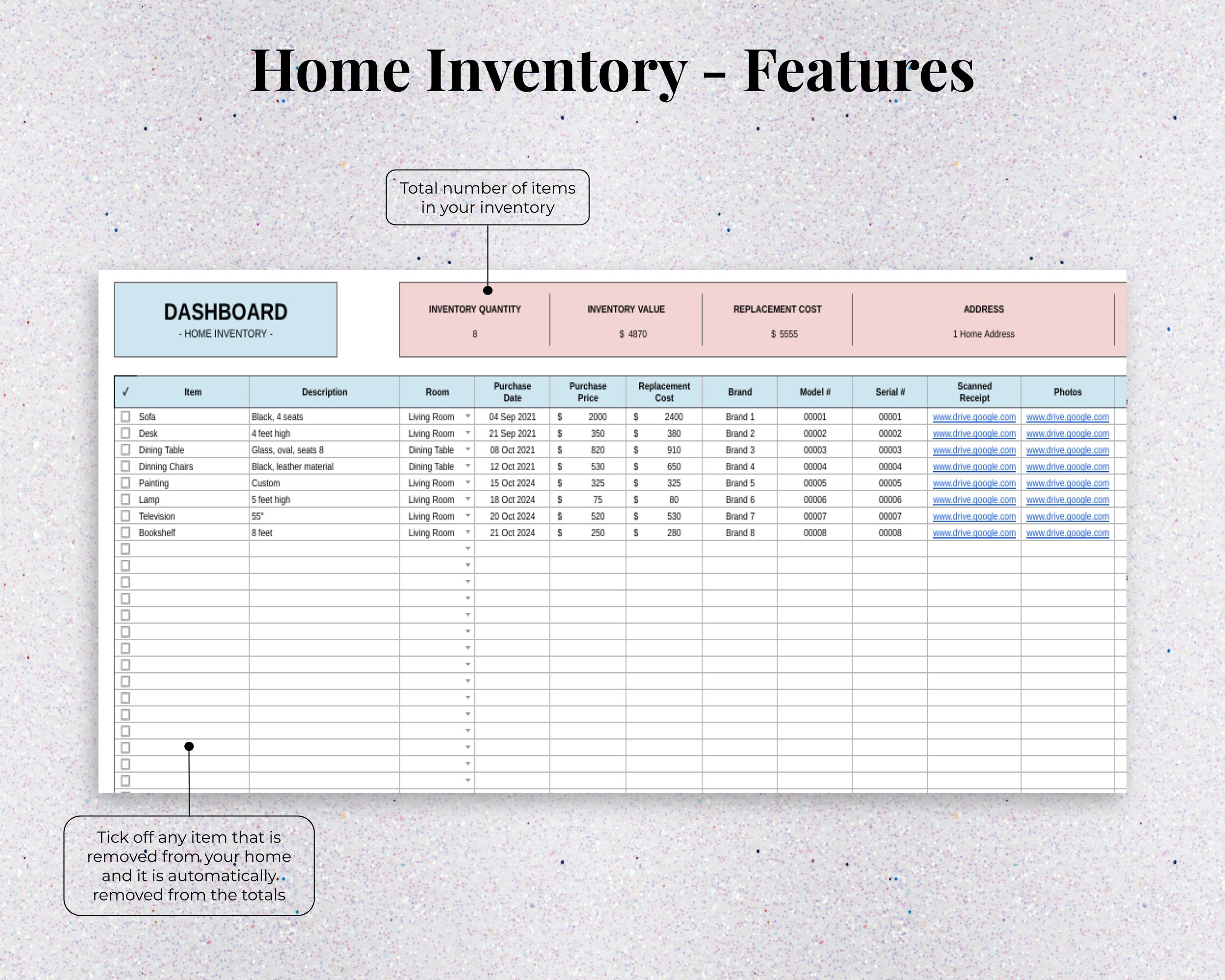Home Inventory Tracker Google Sheets Inventory Tracker Home Inventory ...