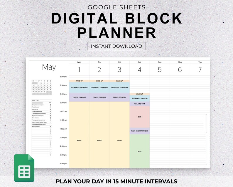 Block Schedule Planner Google Sheets Block Timetable 15 Minute Interval ...