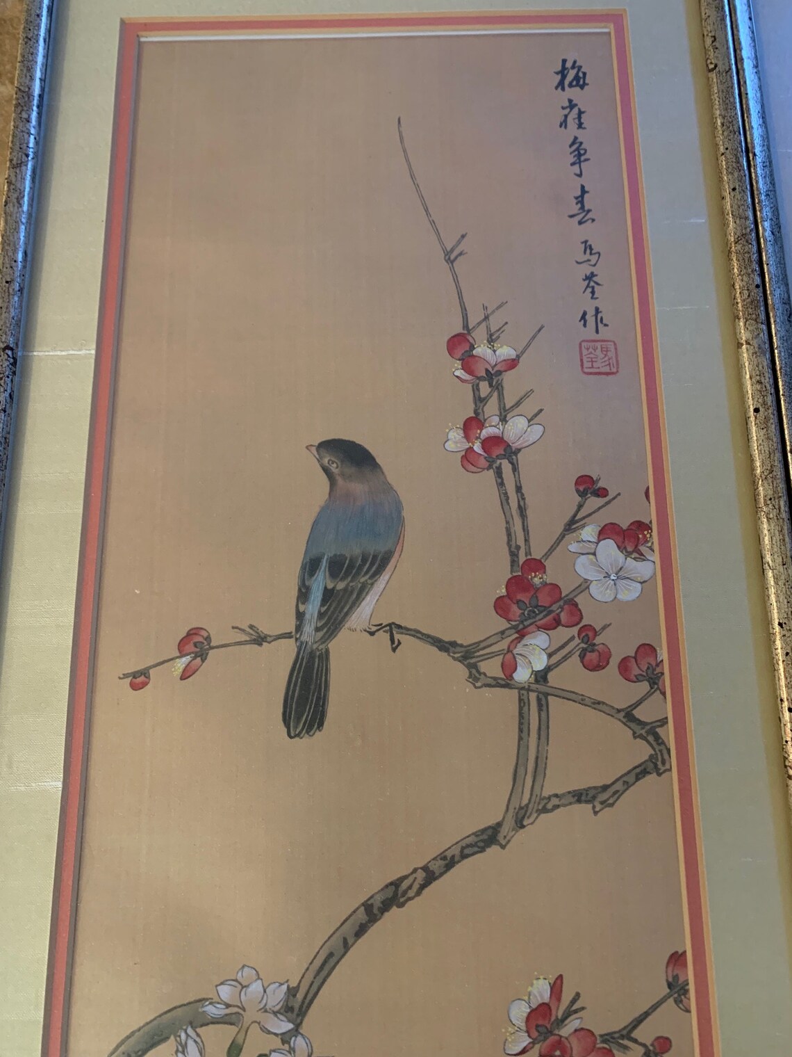 Antique Chinese Flower and Bird Calligraphy Twins - Etsy