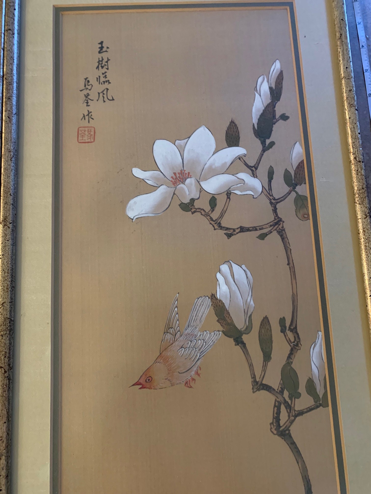 Antique Chinese Flower and Bird Calligraphy Twins - Etsy