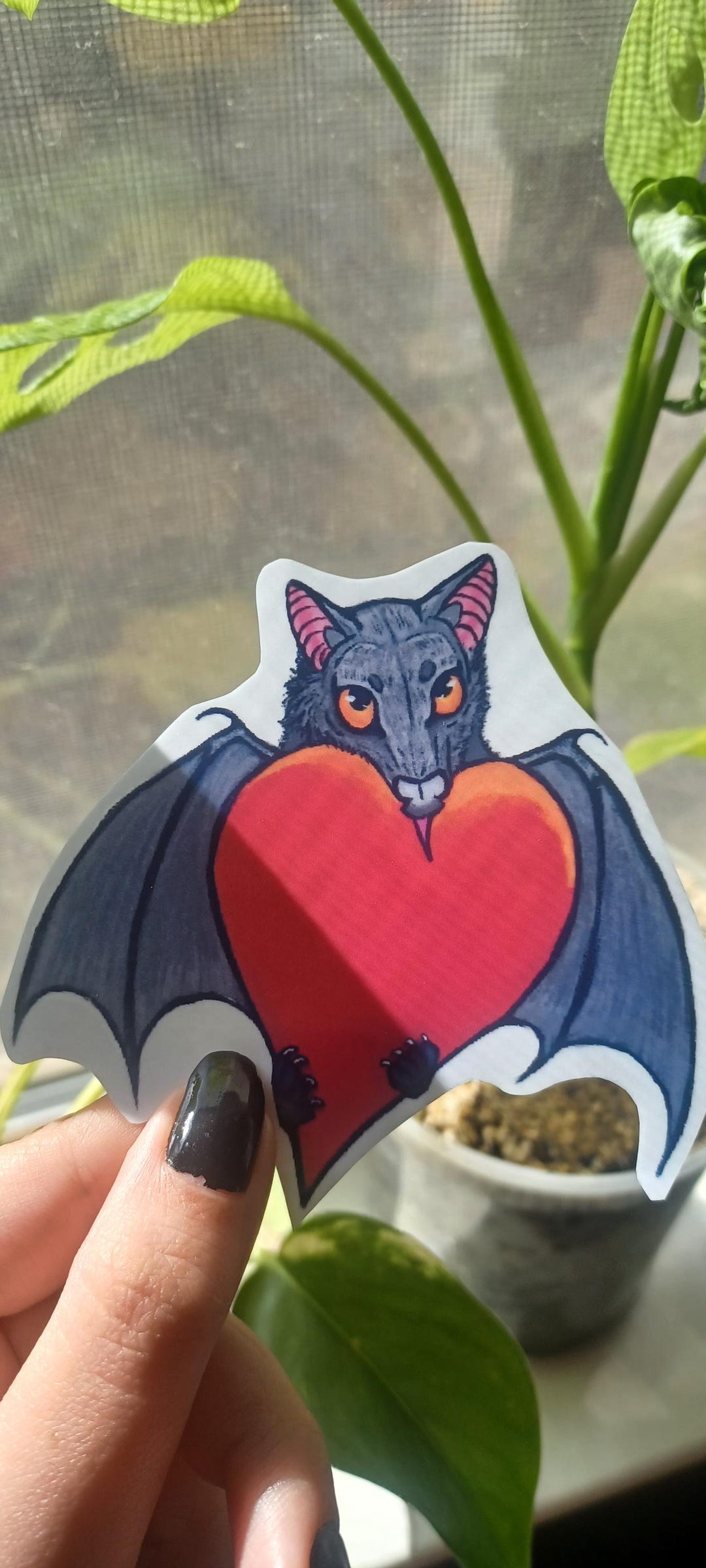 Heart Bat Sticker | Bat Sticker | Animal Sticker | Glossy Vinyl ...
