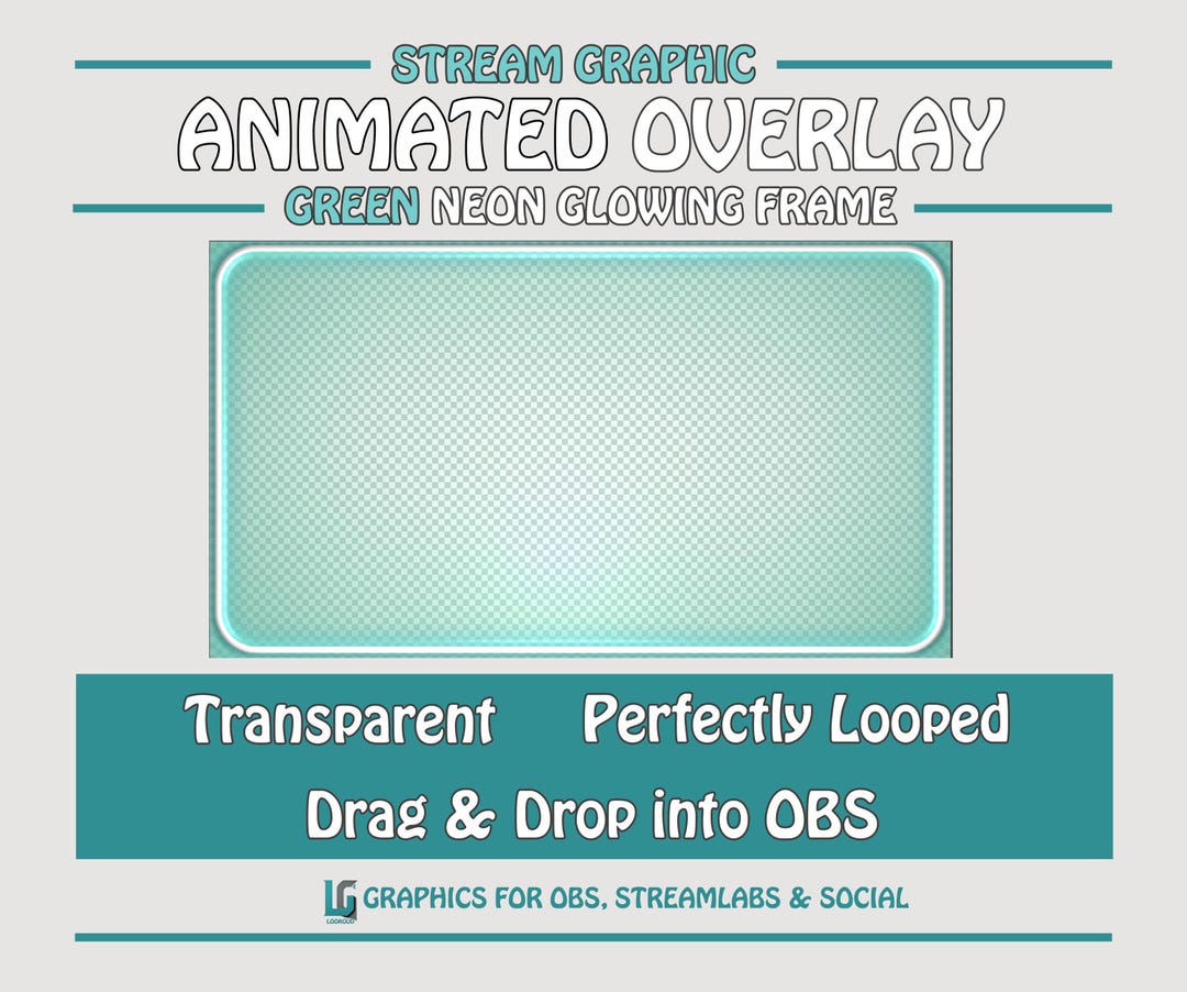 Animated Neon Green Streamer Frame Overlay — Glowing Webcam Border for ...