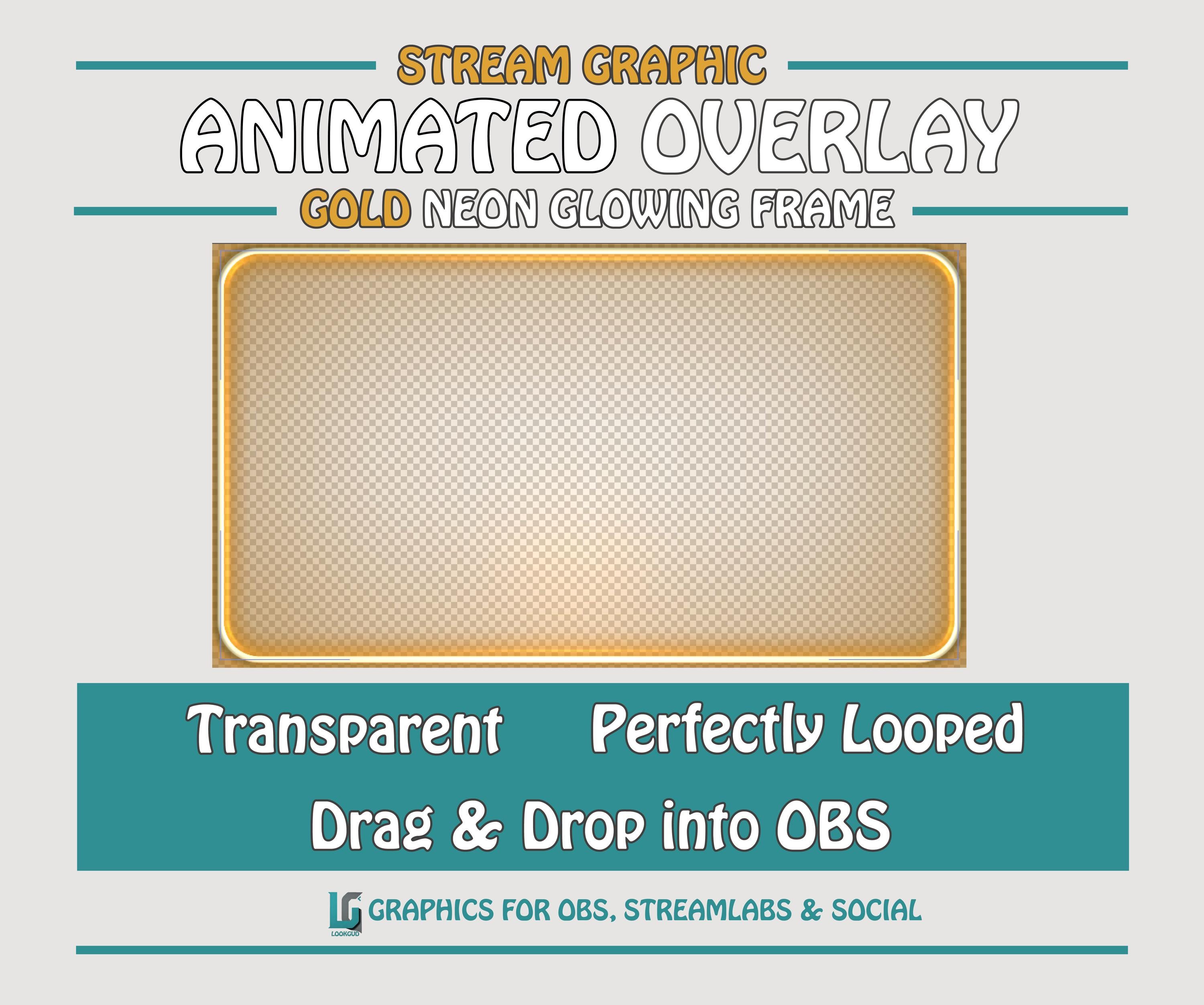 Gold Animated Glowing Neon Light Stream Frame - Landscape 16:9 ...