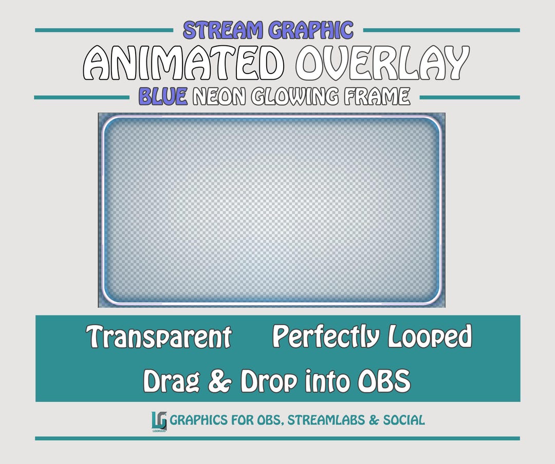 Animated Neon Blue Streamer Frame – Webcam Overlay (webm File) - Etsy