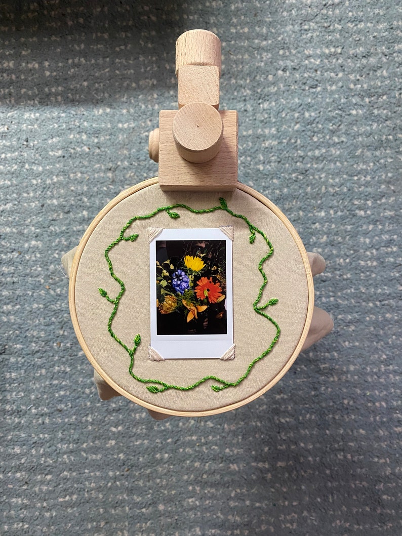 Personalized Embroidered Polaroid Frame: Vine Pattern Instax Photo ...