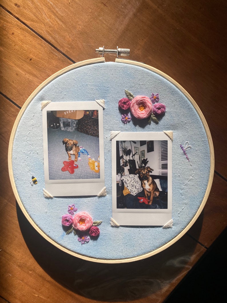 Personalized Floral Embroidered Polaroid Frame: Custom Instax Photo ...