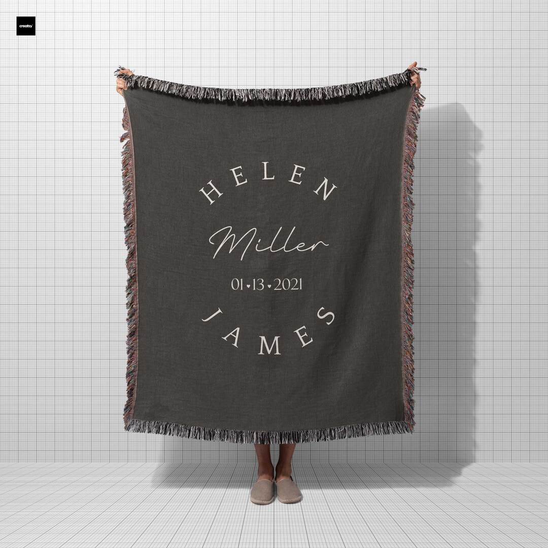Custom Woven Throw With Names & Date, Personalized Anniversary Blanket ...