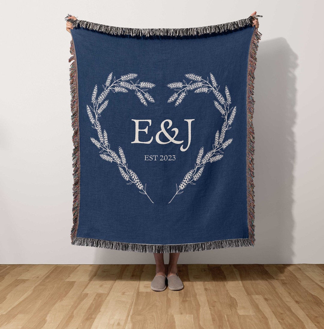 Personalized Family Name Quilt, Last Name Initials Woven Tapestry ...