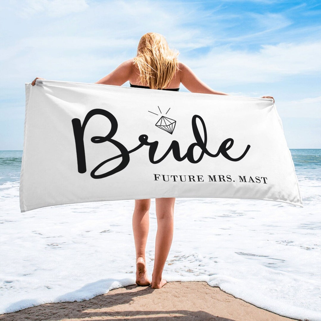 Custom Bride Beach Towel, Personalized Beach Towel, Bride / Groom Beach Towel With Your Text ...