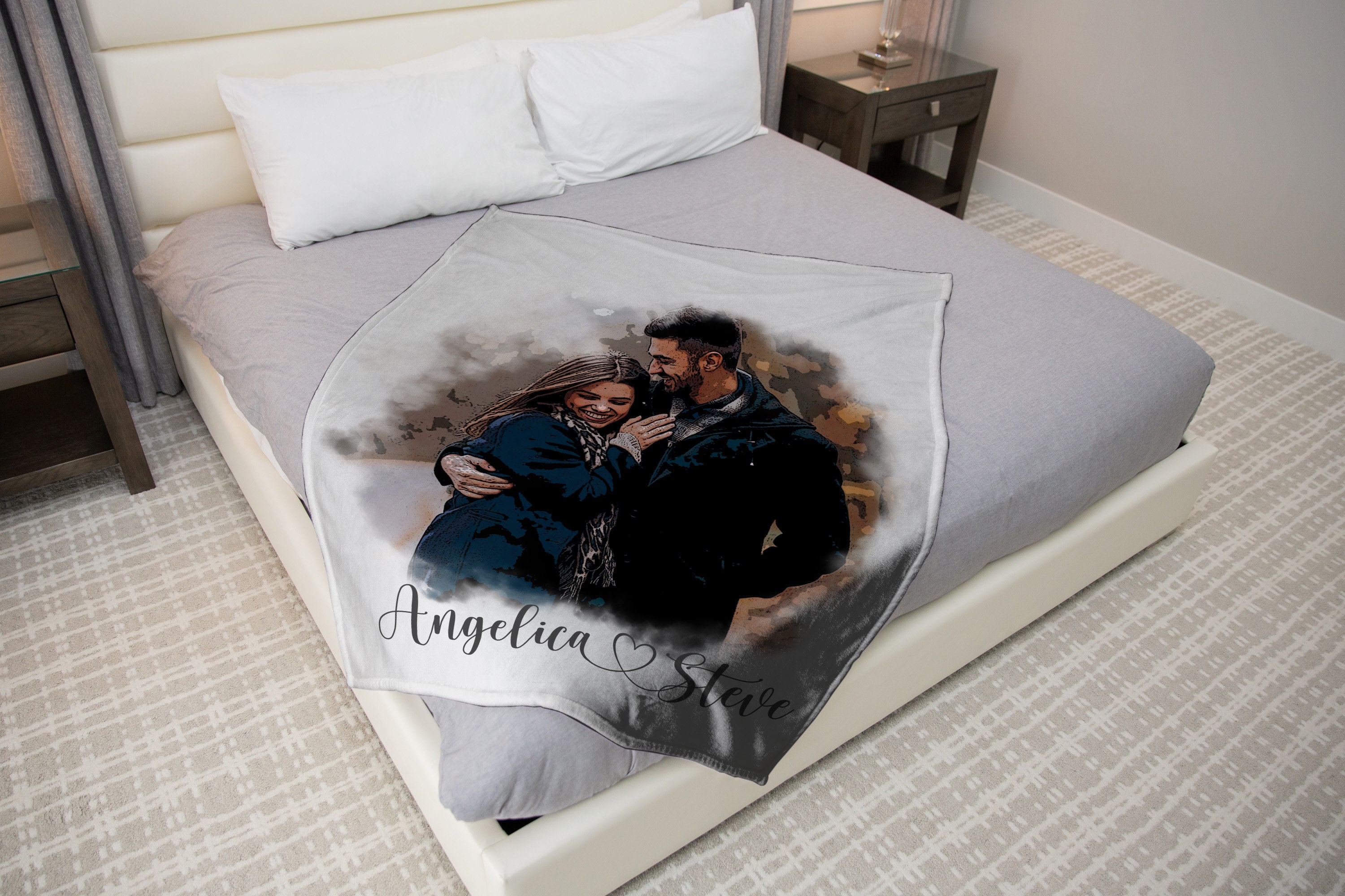 Personalized Photo Blanket With Drawing Custom Portrait - Etsy