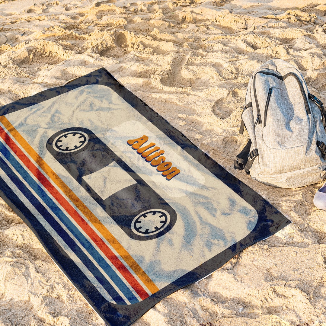 Custom Vintage Beach Towel With Name, Personalized Retro 70s 80s 90s ...