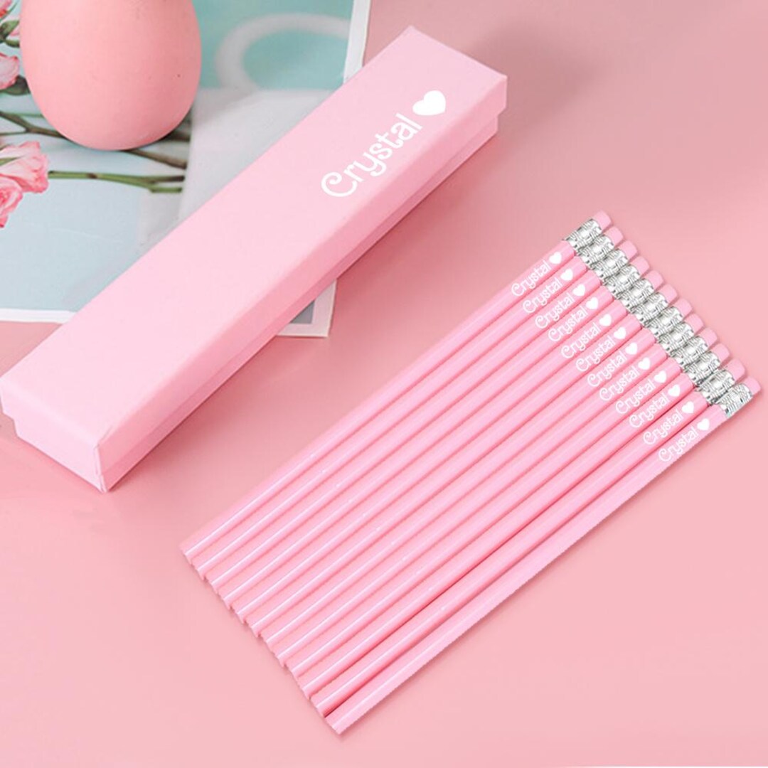 Personalized Pink Pencils: Custom Name HB Pencil Set - Etsy