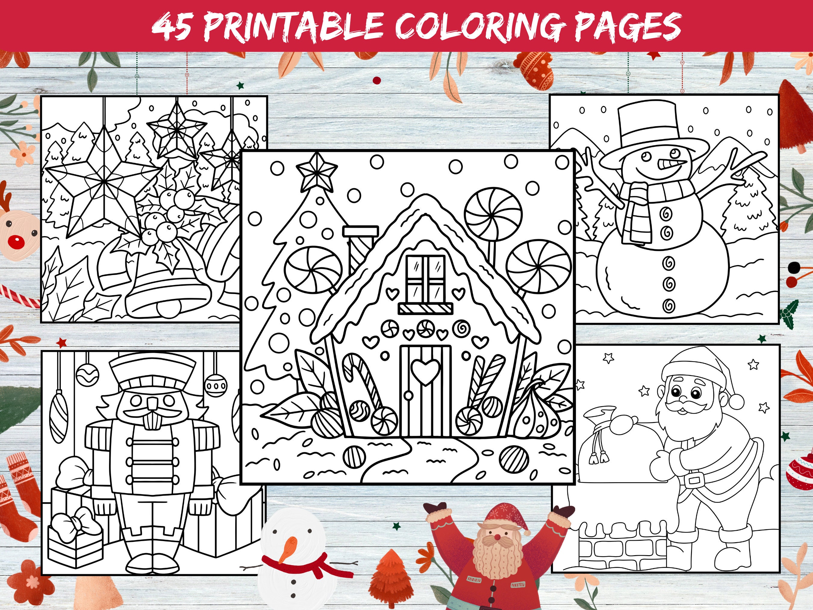 Christmas Coloring Pages for Kids,45 Printable Christmas Coloring ...