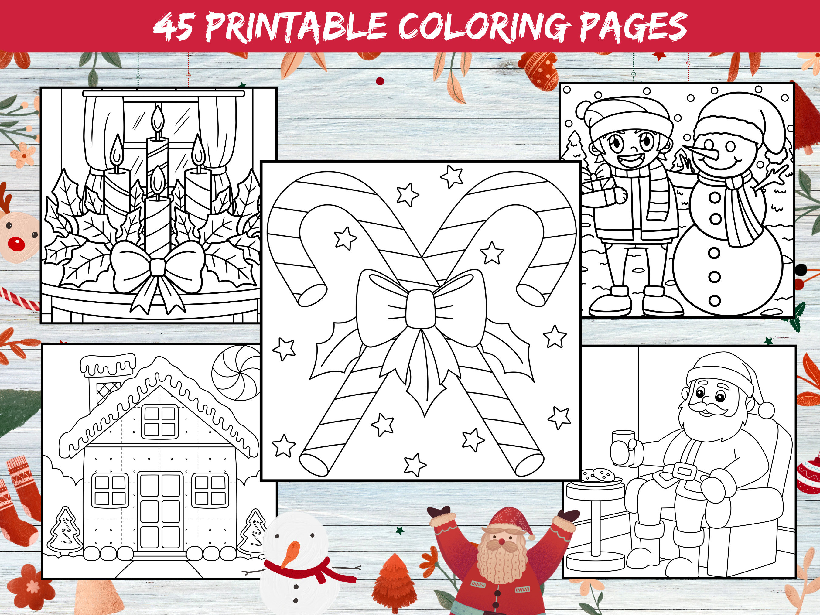 Christmas Coloring Pages for Kids,45 Printable Christmas Coloring ...