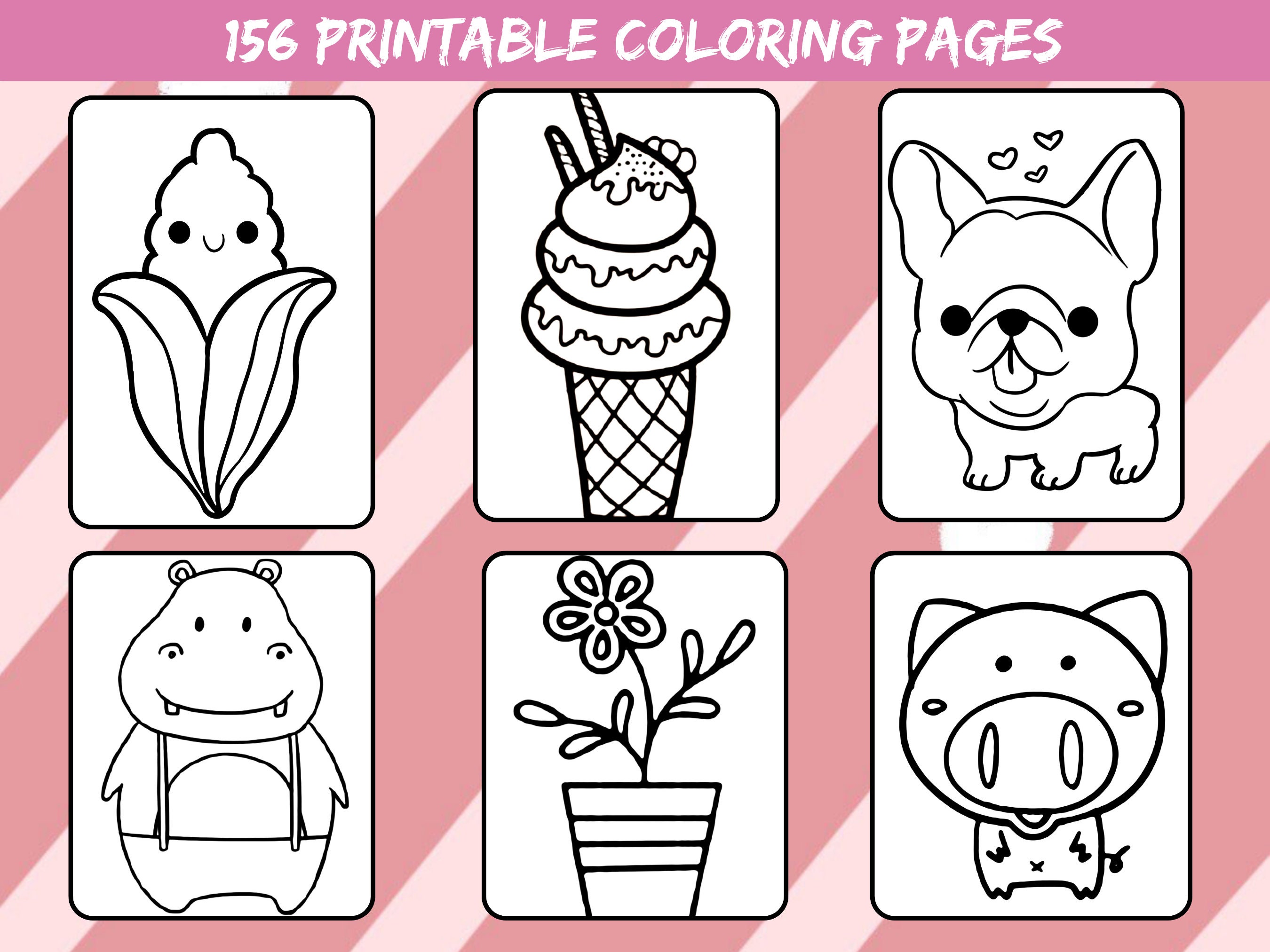 156 Adorable Kids Coloring Pages - Super Cute Animals, Fruits, Sweets ...