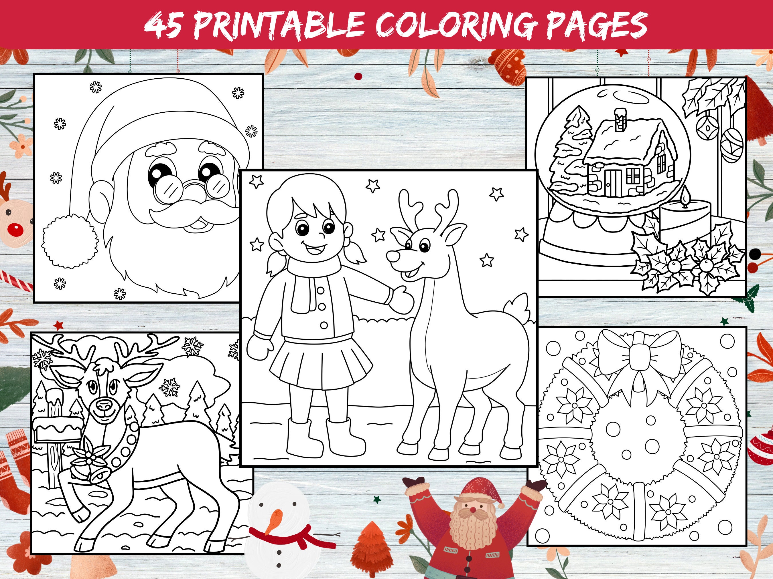 Christmas Coloring Pages for Kids,45 Printable Christmas Coloring ...