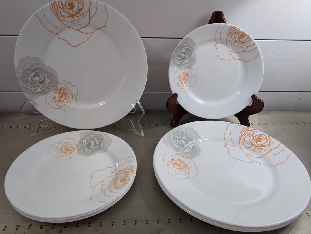 Corelle Vitrelle Soleil Rose Plates(4 Dinner/4salad: Two Sets Available ...