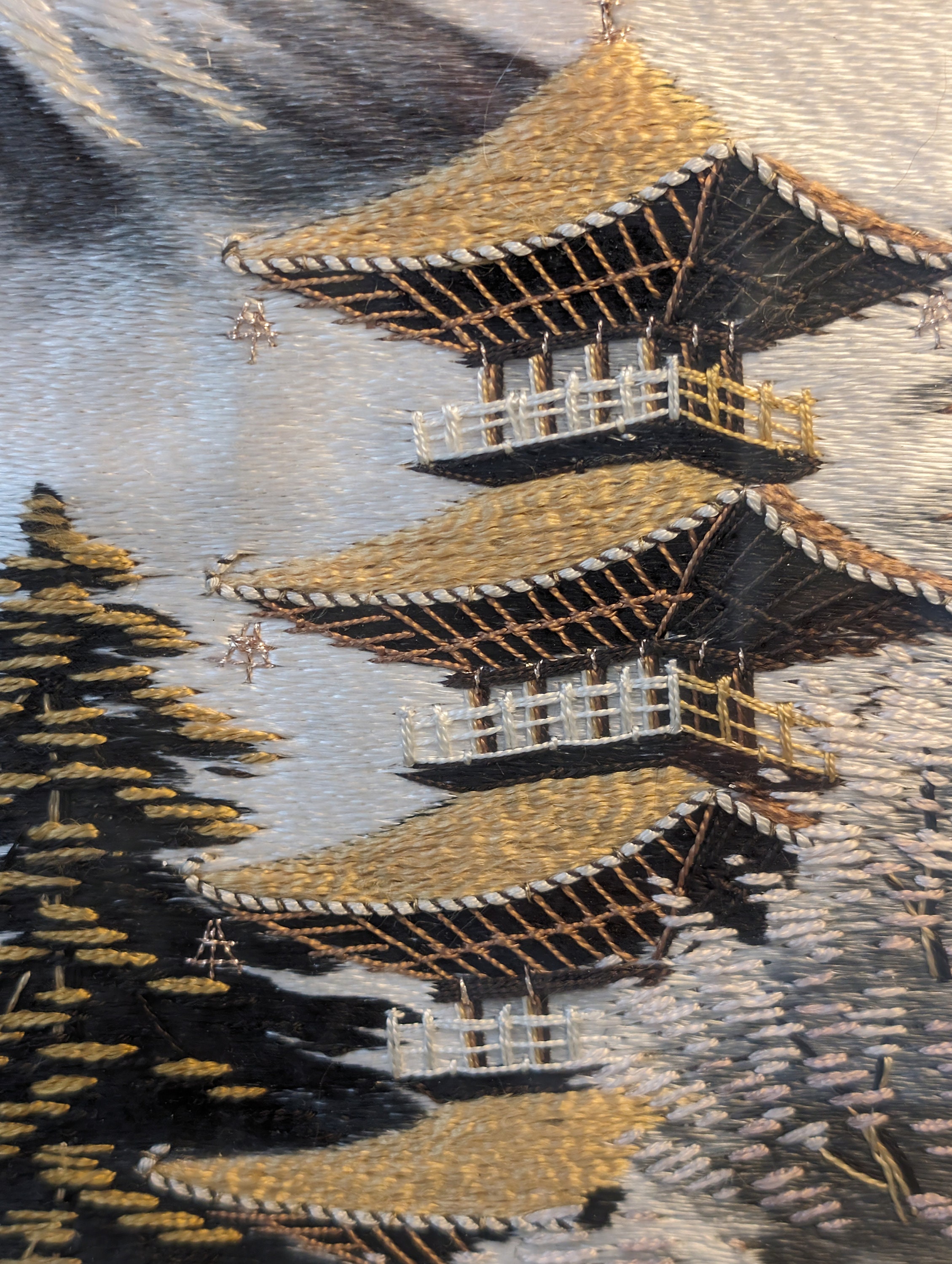 Japanese Mount Fuji Vintage Crewel Work, Embroidery, Needle Work ...