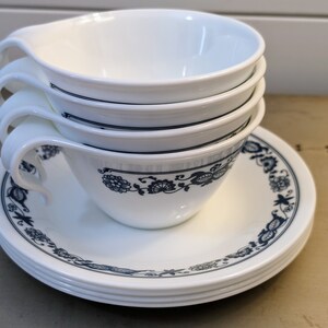 Corelle Old Town Blue Onion Hook Tea Cups and Saucers - Etsy