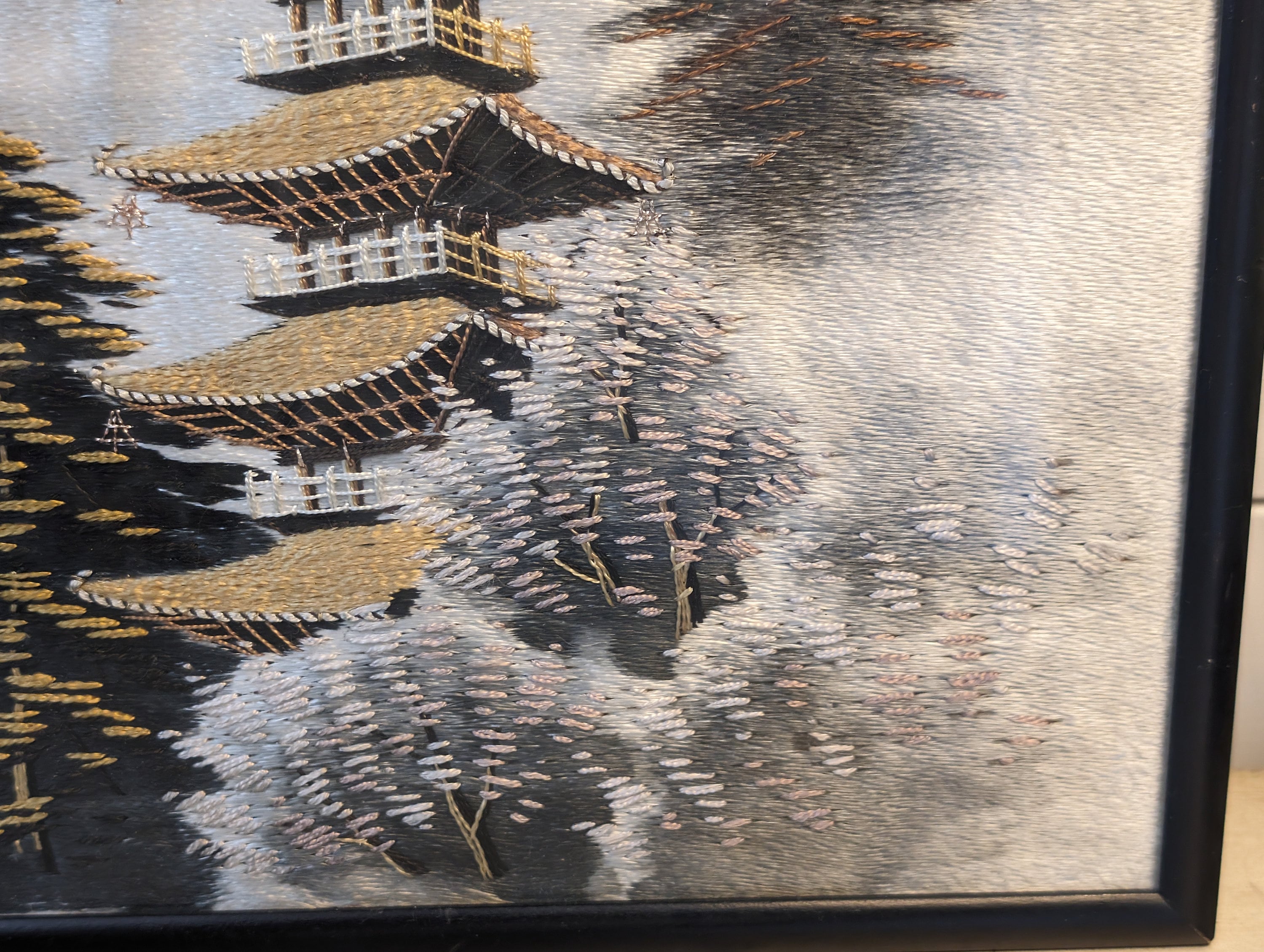 Japanese Mount Fuji Vintage Crewel Work, Embroidery, Needle Work ...
