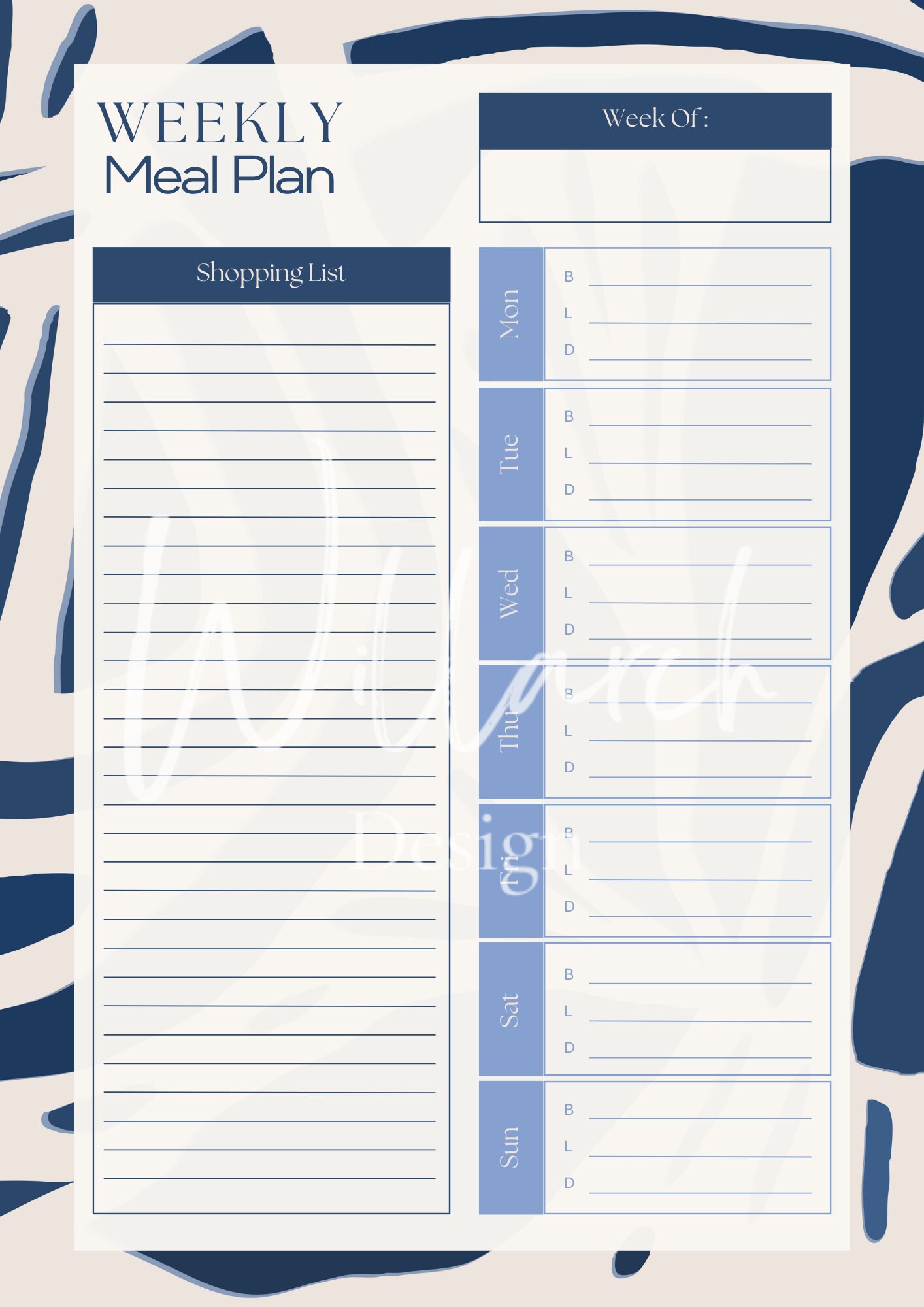 Weekly Meal Plan Printable With Shopping Listing Plan & Shop Smarter ...