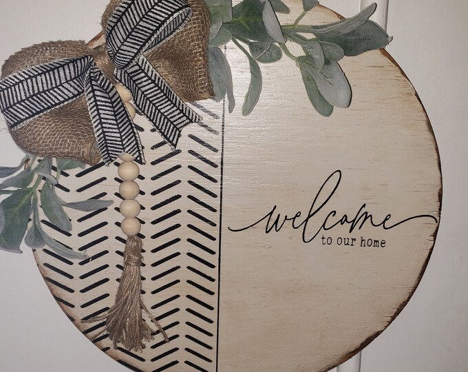 Welcome to Our Home Boho Door Hanger, Welcome Sign for Front Door ...