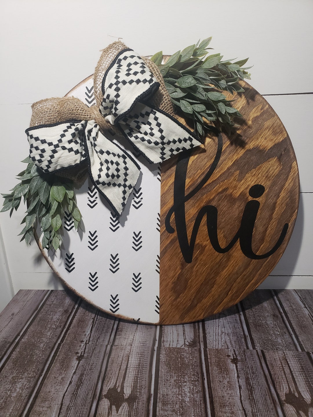 Round Boho Door Hanger Sign Aztec Print Sign for Front Door Welcome ...