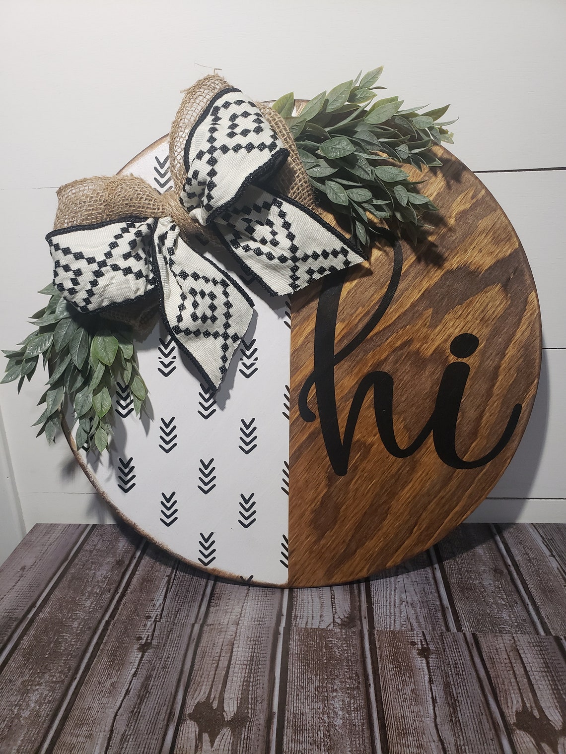 Round Boho Door Hanger Sign Aztec Print Sign for Front Door Welcome ...