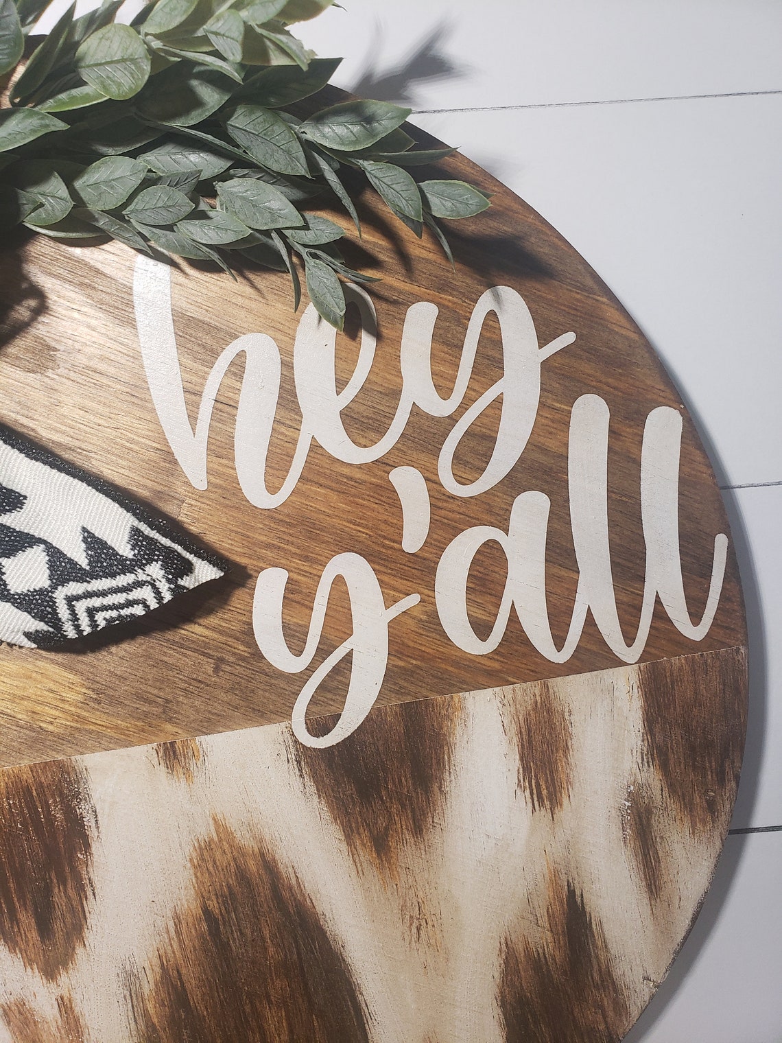 Hand Painted Rustic Cowhide Wooden Door Hanger for Front Door - Etsy