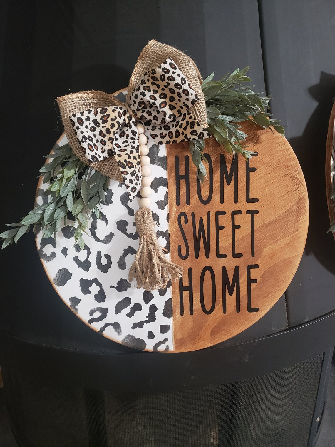 Leopard Print Door Hanger Boho Door Hanger Circle Door Hanger Round ...