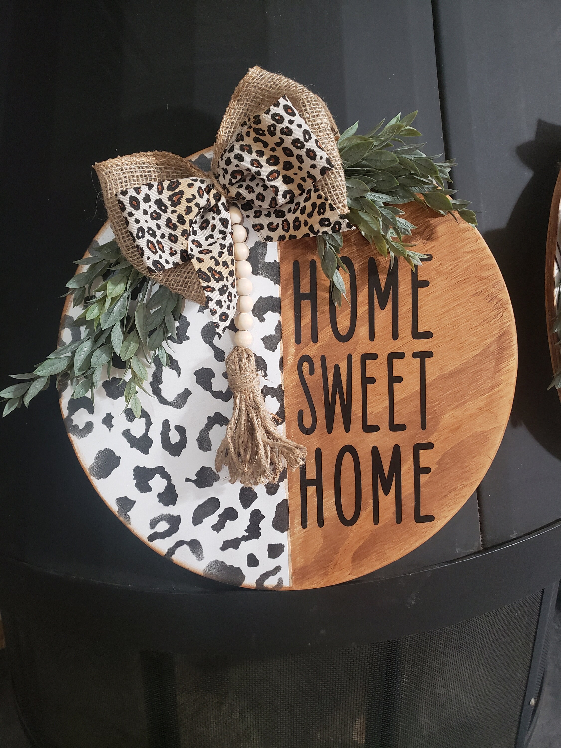 Leopard Print Door Hanger Boho Door Hanger Circle Door Hanger Round ...