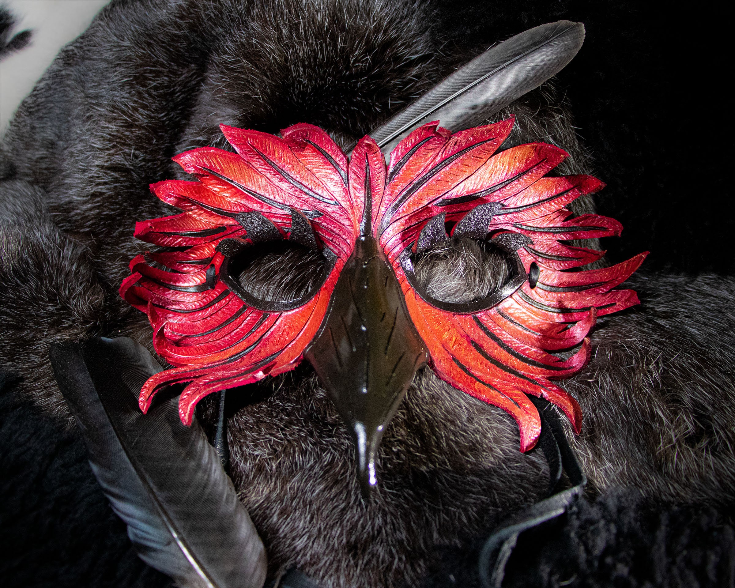 In Stock Leather Bird Mask Red Handmade Ready to Ship - Etsy