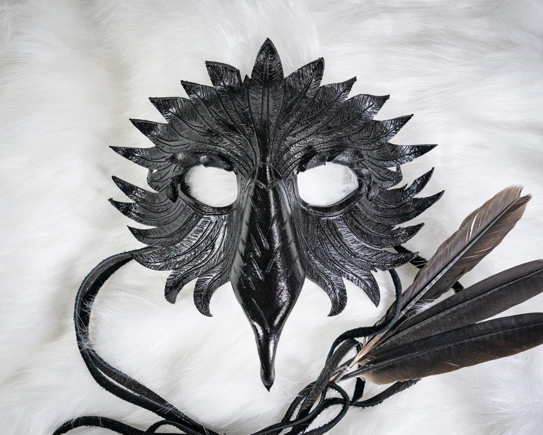 Raven Leather Mask Black Handmade Made to Order - Etsy