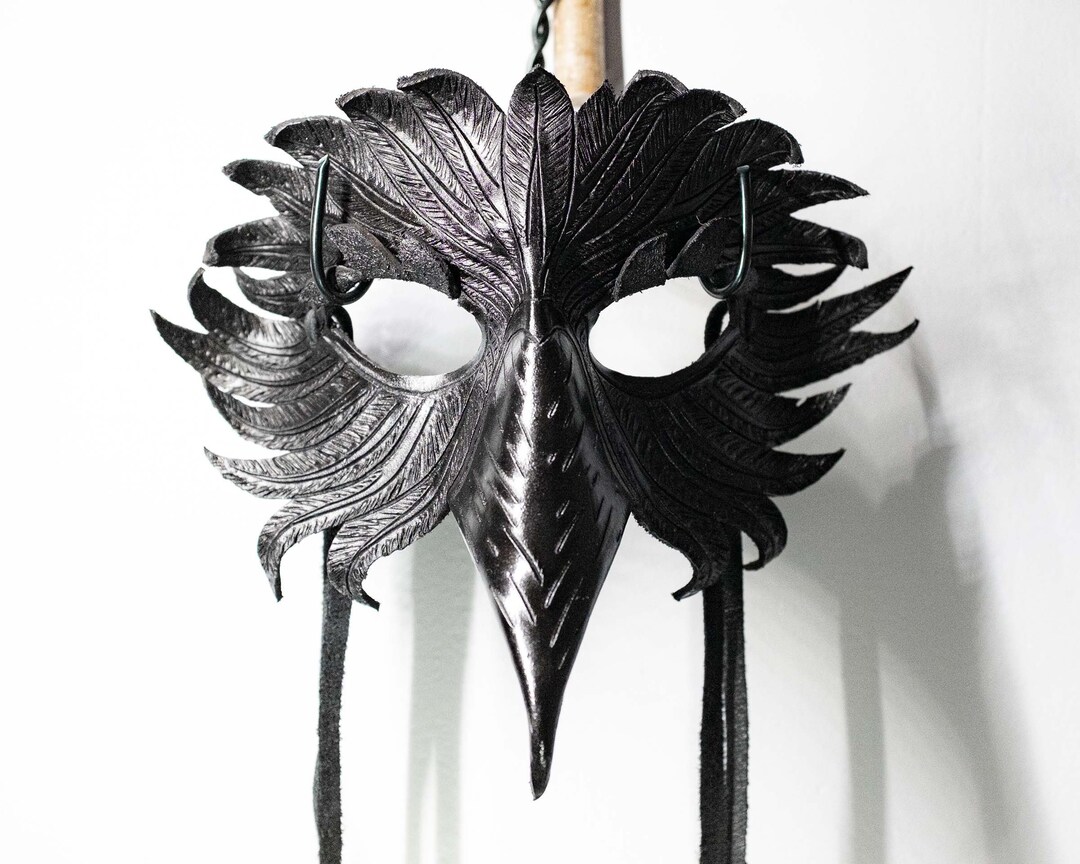 Raven Leather Mask Black Handmade Made to Order - Etsy