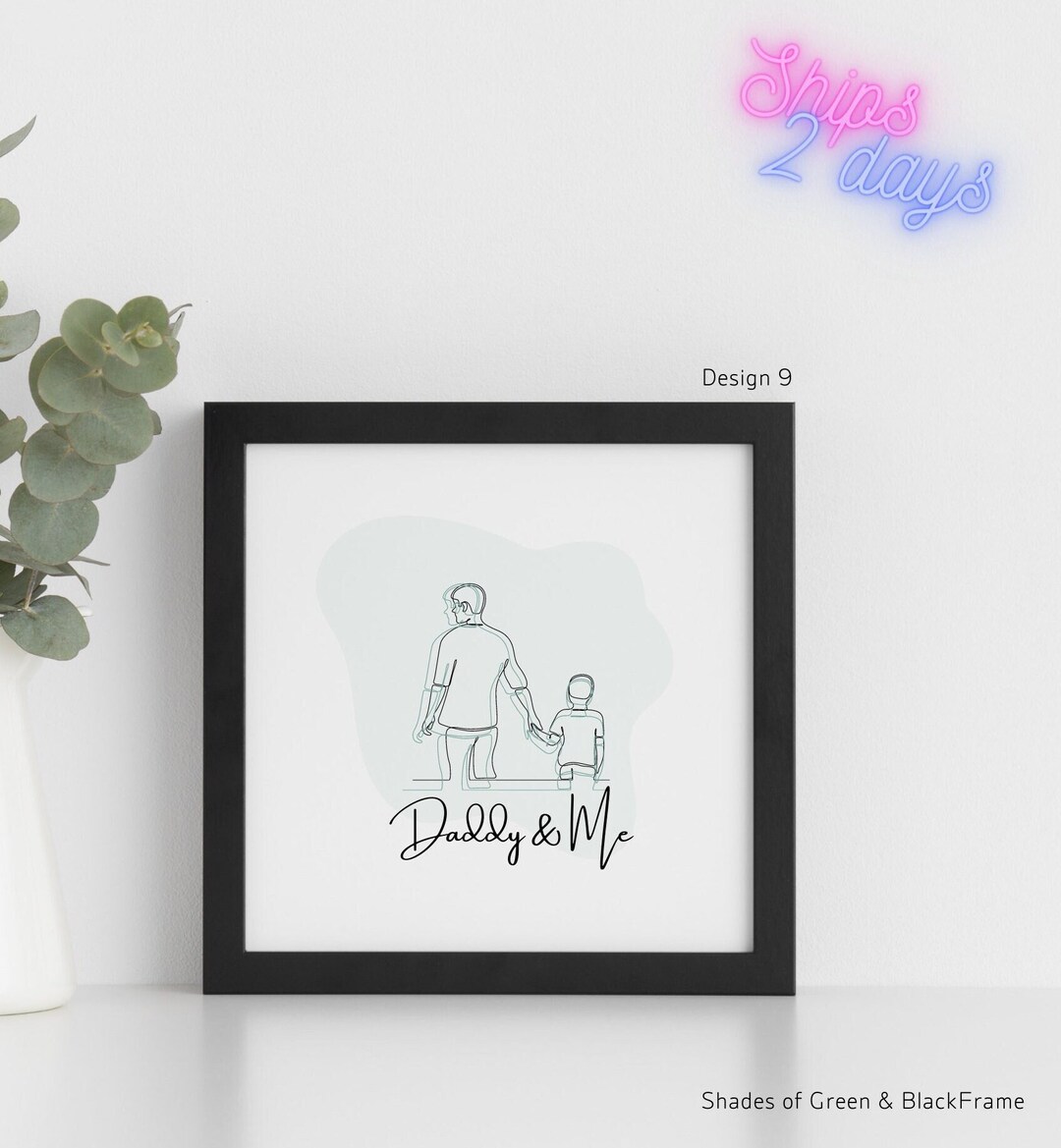 Father Line Art Drawing Frame Father's Day Gift - Etsy