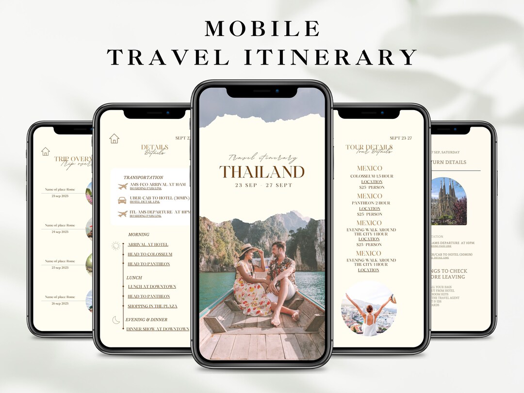 Travel Itinerary Template Modern Minimal Travel Planner Digital Trip ...