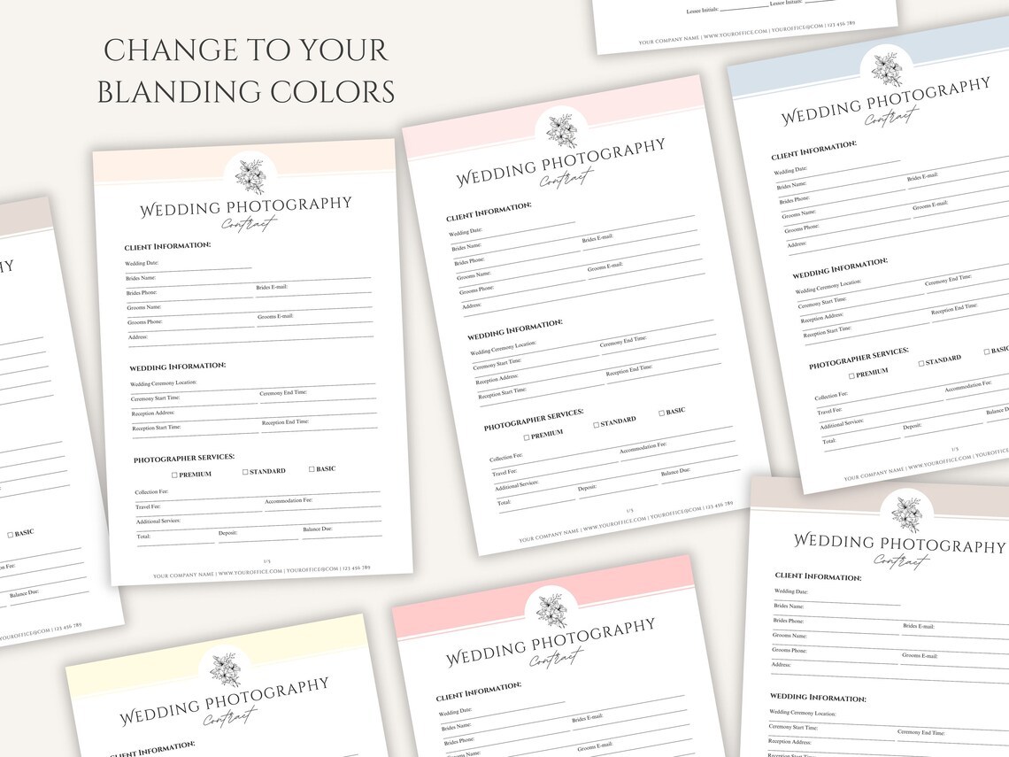 Wedding Photography Contract Template Photography Forms Wedding Planner ...