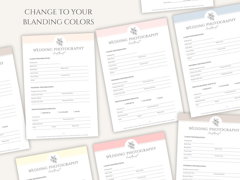 Wedding Photography Contract Template, Photographer Forms (canva) - Etsy