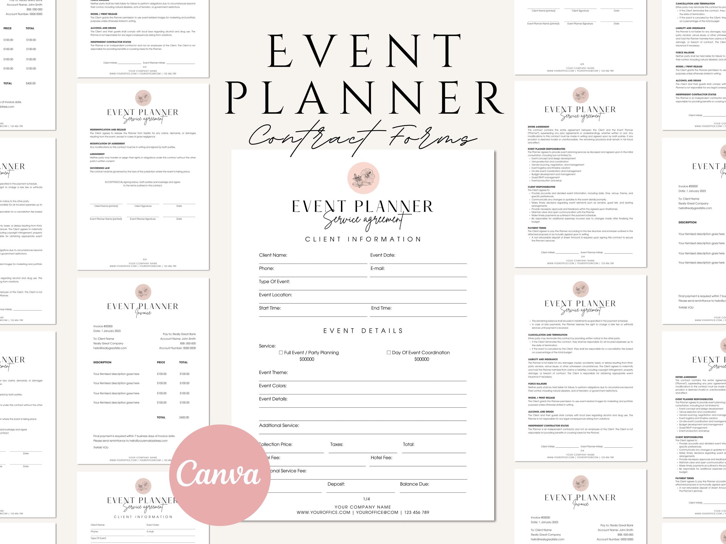 Event Planner Contract Template | Event Planning Service Agreement ...