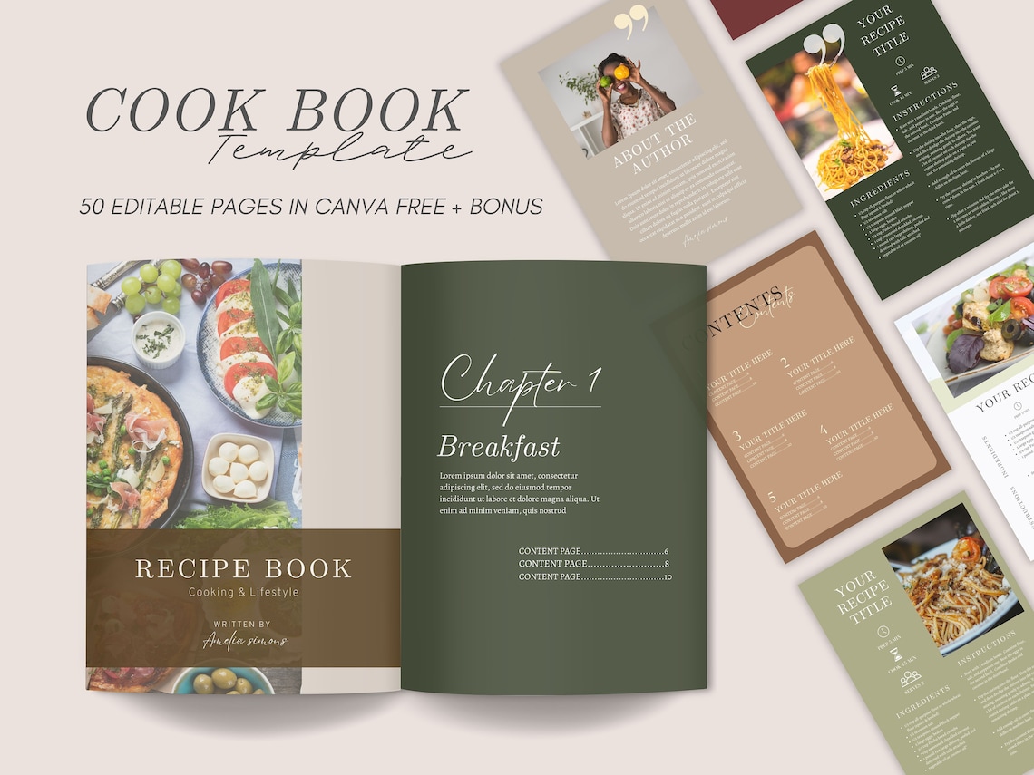 Recipe Book Template Cookbook Template Editable Cookbook Meal Planner ...