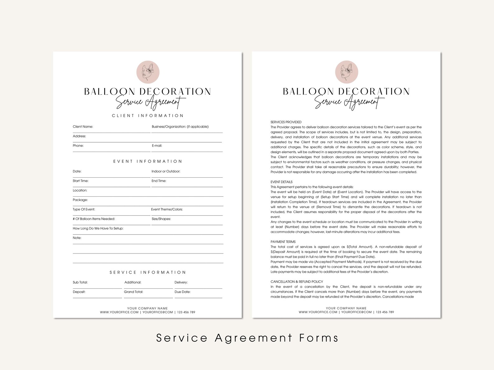 Balloon Decor Service Contract Template | Event Planner Agreement ...